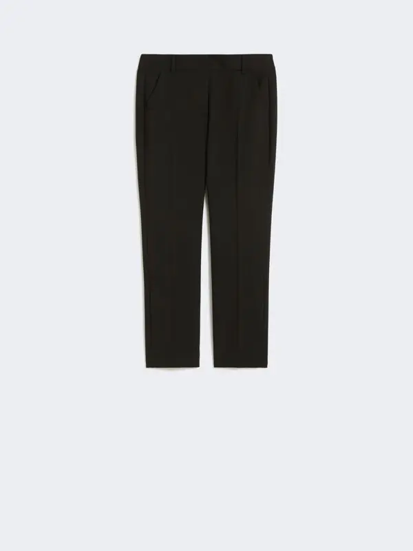 Max Mara Cropped Viscose Canvas Trousers - Black