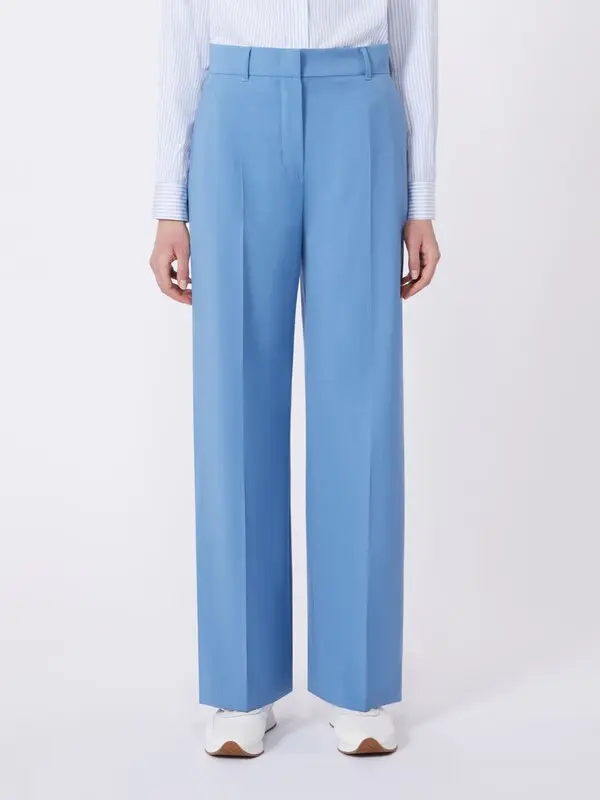 Max Mara Wool Palazzo Trousers - Light Blue