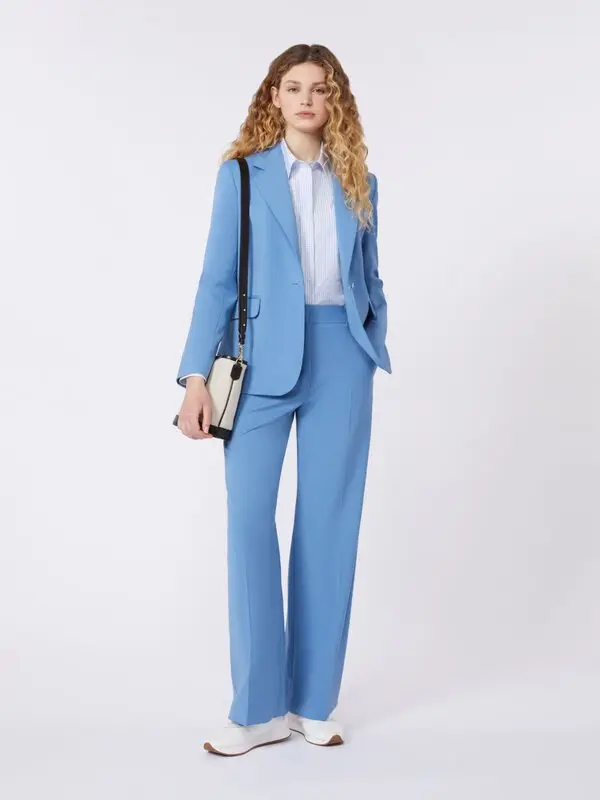 Max Mara Wool Palazzo Trousers - Light Blue
