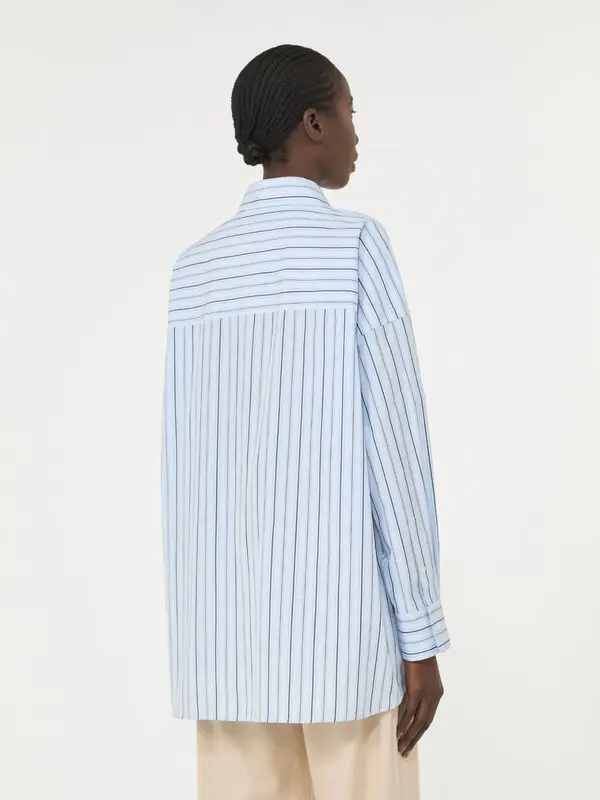 Max Mara Oversized Striped Cotton Shirt With Butterfly Embroidery