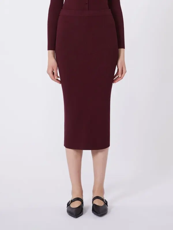 Max Mara Viscose Pencil Skirt - Bordeaux