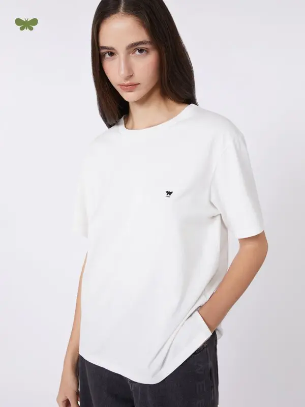 Max Mara Cotton T-shirt With Embroidered Detail