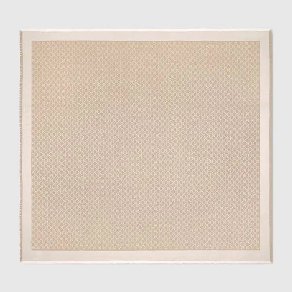 Gucci Gg Silk Wool Shawl - White