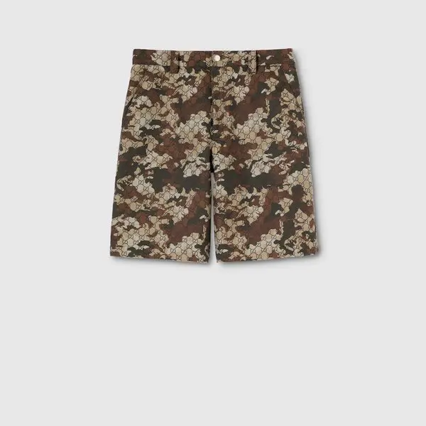 Gucci Gg Marbled Cotton Denim Jacquard Pants - Green