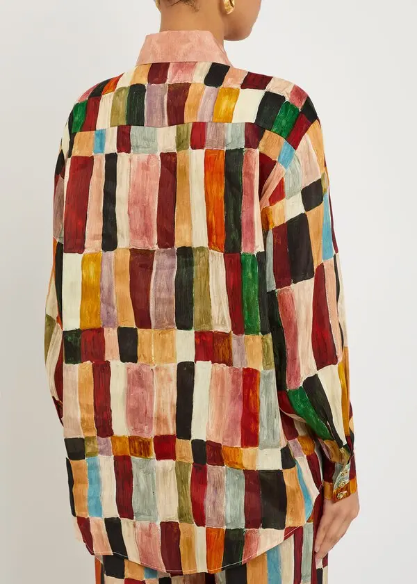 ALEMAIS Majorelle Printed Linen And Silk-blend Shirt