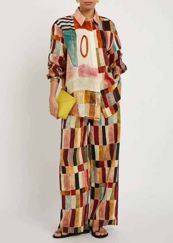 ALEMAIS Majorelle Printed Linen And Silk-blend Shirt