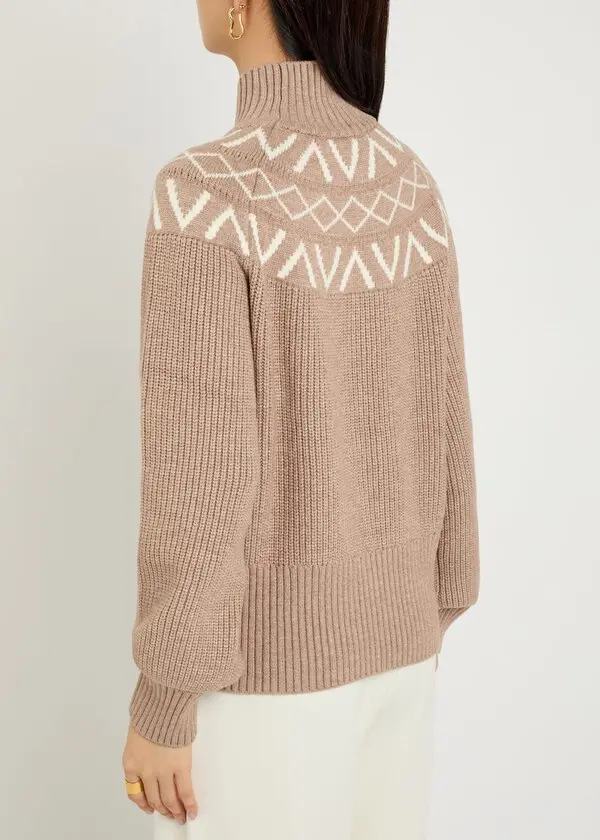 Varley Fair Isle Knit Jumper - Brown