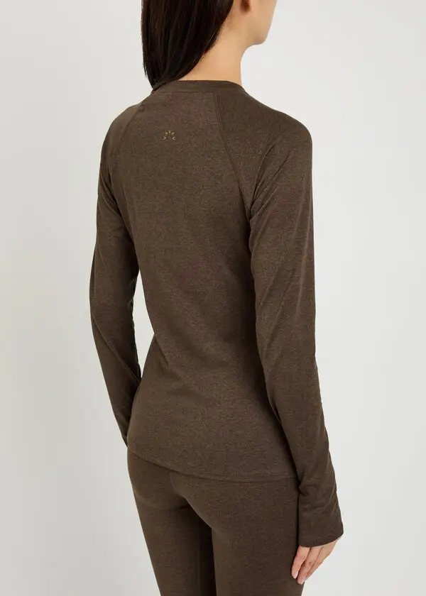 Varley Always Warm" Stretch Jersey Top - Dark Brown