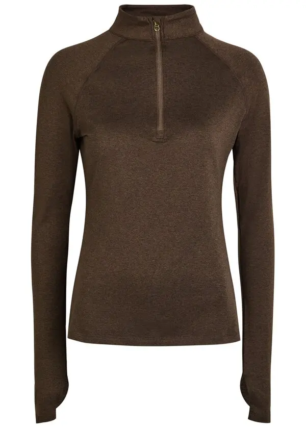Varley Always Warm Half-zip Stretch-jersey Top - Dark Brown