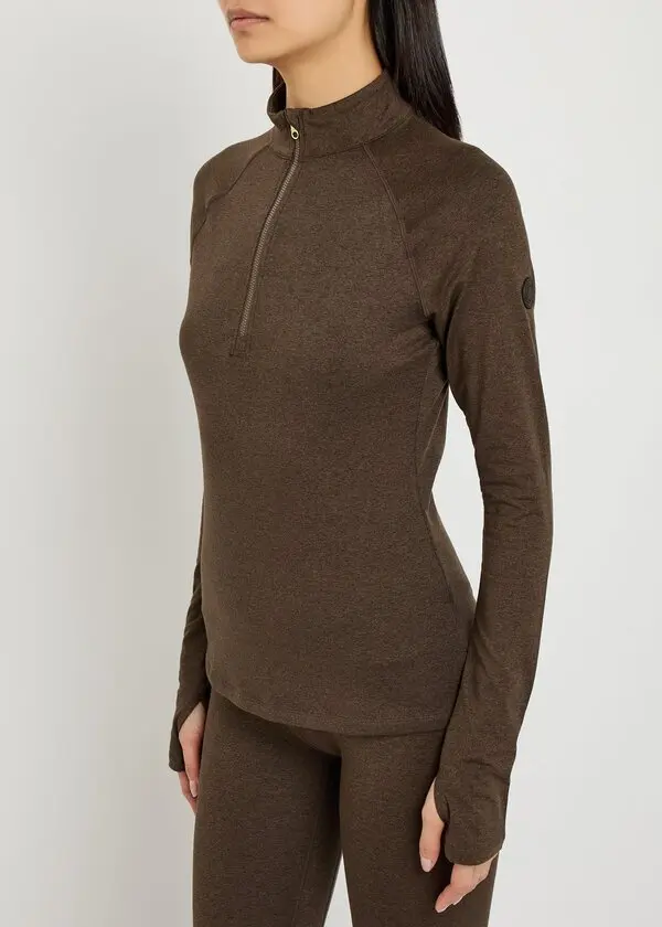 Varley Always Warm Half-zip Stretch-jersey Top - Dark Brown