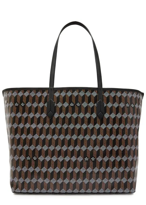 AU DEPART No.55 Printed Leather Tote - Black