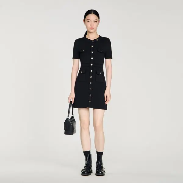 Sandro Button-up Knit Mini Dress
