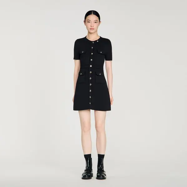 Sandro Button-up Knit Mini Dress