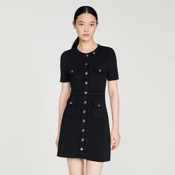 Sandro Button-up Knit Mini Dress