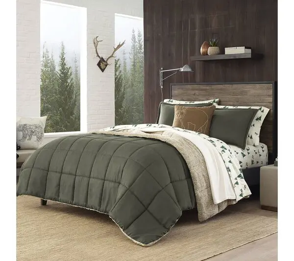 Eddie Bauer Sherwood Green/beige Textured King Comforter Set - One-color