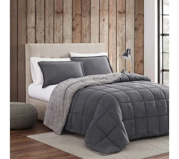 Eddie Bauer Sherwood Grey Textured King Comfort Er Set - One-color
