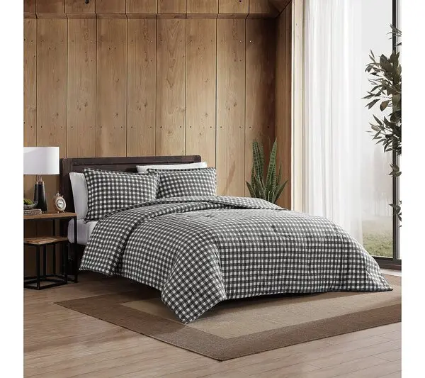 Eddie Bauer Preston Grey Flannel Queen Duvet Co Ver Set - One-color