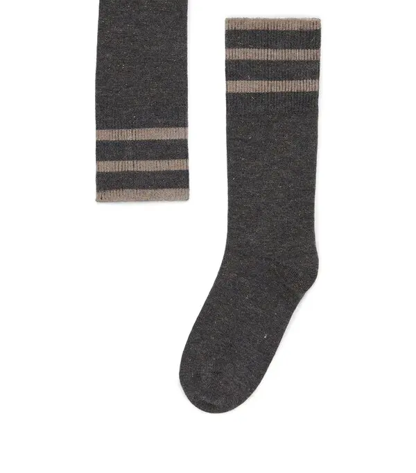 Brunello Cucinelli Cashmere-blend Knit Calf-length Socks - Black