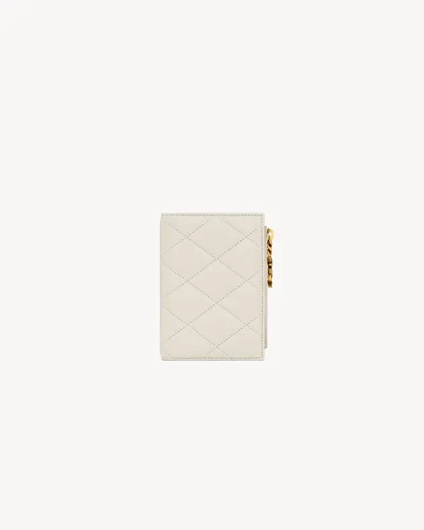 Saint Laurent Cassandre Bijou Bi-fold Wallet In Lambskin In White - Blanc Vintage