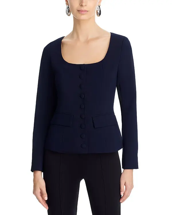 Aqua Scoop Neck Button Front Blazer