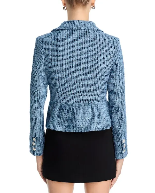 Aqua Tweed Flounce Blazer - Blue Multi