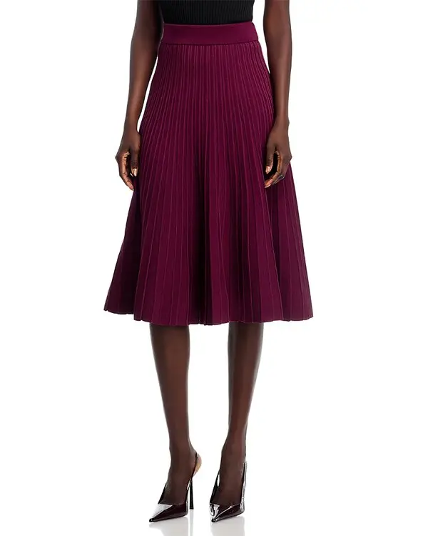 NANCY YANG Ribbed A-line Midi Skirt - Burgundy