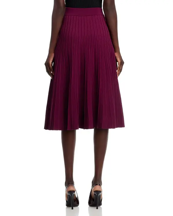 NANCY YANG Ribbed A-line Midi Skirt - Burgundy