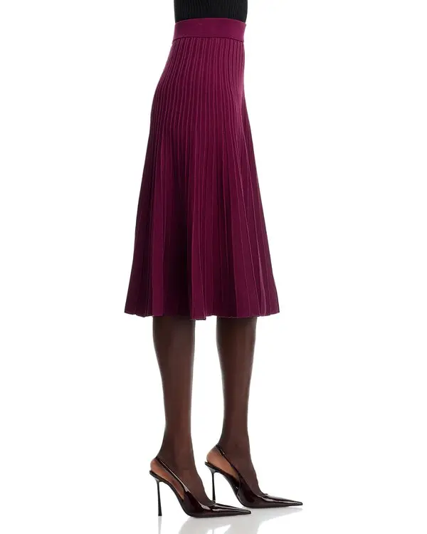 NANCY YANG Ribbed A-line Midi Skirt - Burgundy