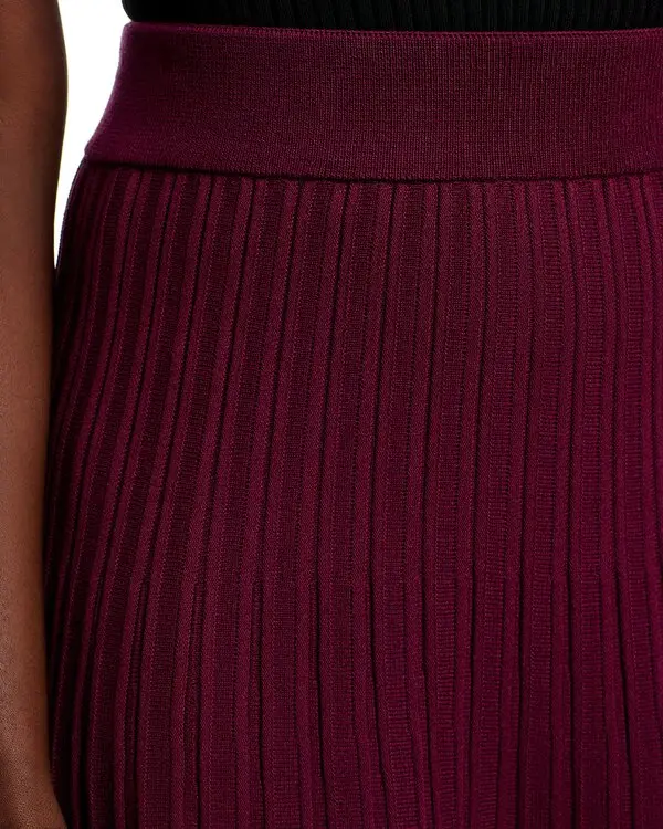 NANCY YANG Ribbed A-line Midi Skirt - Burgundy