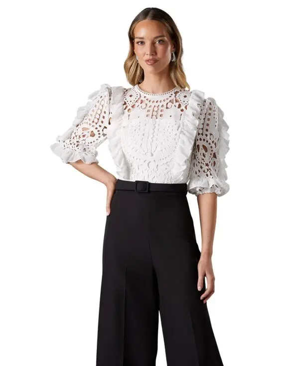 Coast Lace Cut Out Belted Jumpsuit