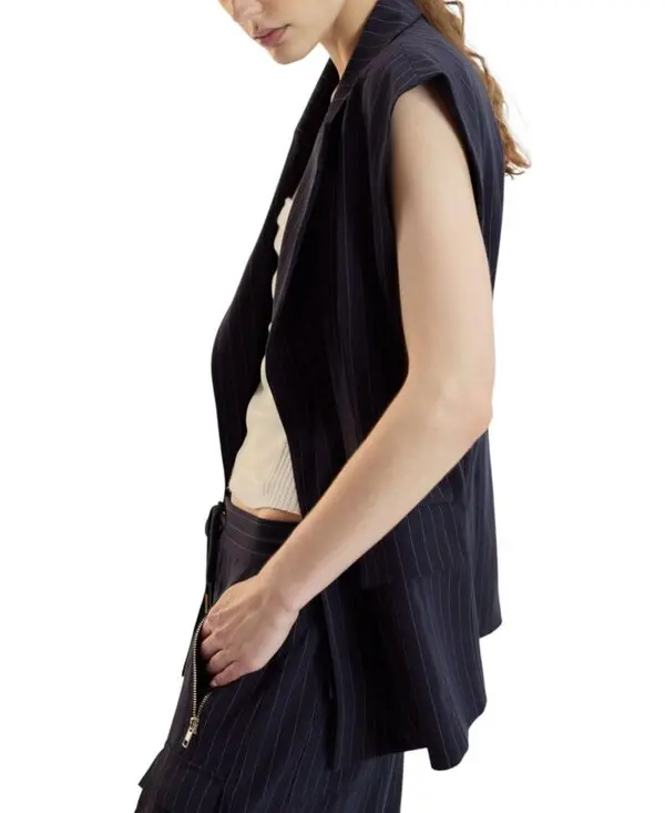 Cynthia Rowley Oversized Double Breasted Pinstripe Vest