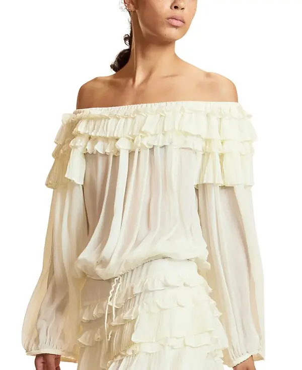 Cynthia Rowley Off-shoulder Ruffle Blouse - Off White