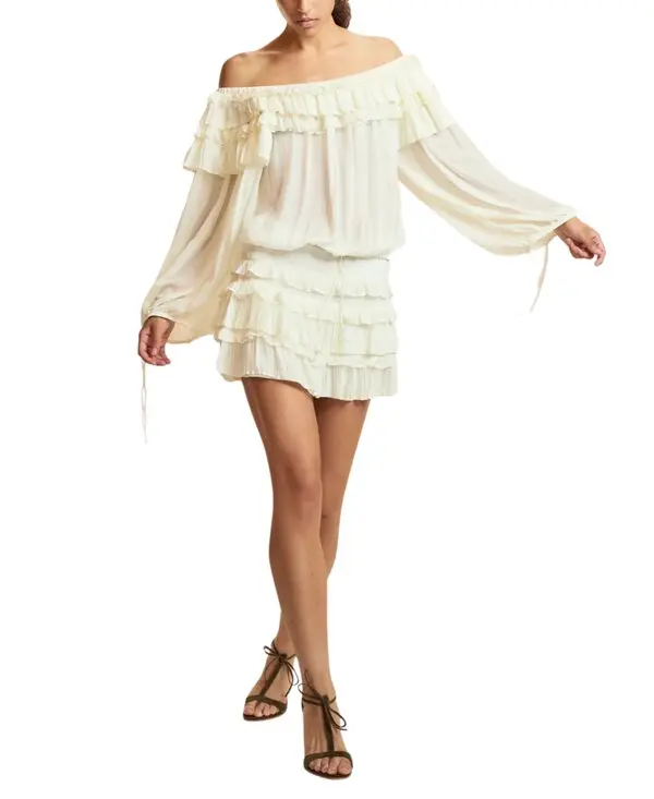 Cynthia Rowley Off-shoulder Ruffle Blouse - Off White