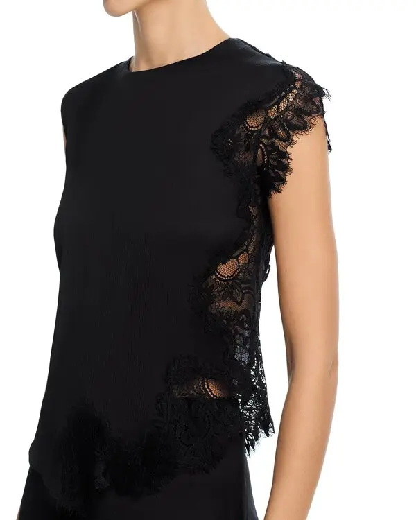 Aqua Lace Inset Slip Top - Black