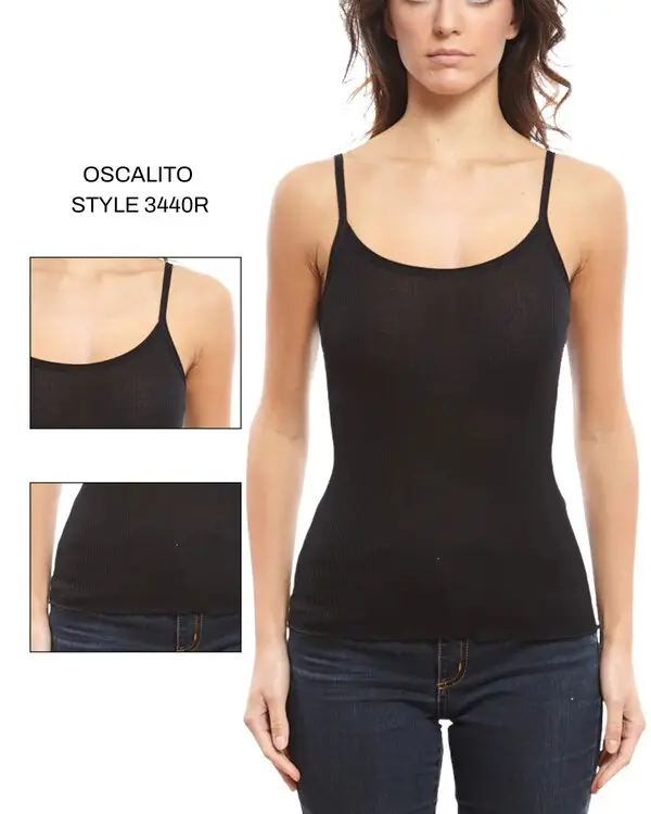 OSCALITO Ribbed Wool And Silk Camisole - Black