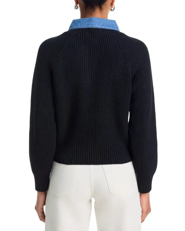 Aqua Denim Collar Sweater - Black