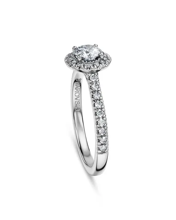 SWAROVSKI 14k White Gold Lab Grown Diamond Halo Eternity Ring - Silver