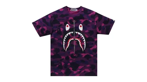 A BATHING APE Camo Shark 1j80109010 Tee Shirt - Purple