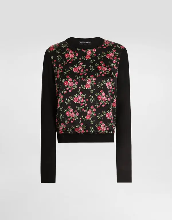 Dolce & Gabbana Rose Bouquets-print Silk And Satin Pullover