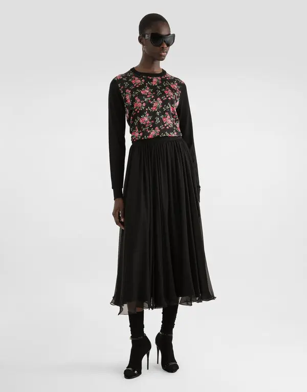 Dolce & Gabbana Rose Bouquets-print Silk And Satin Pullover