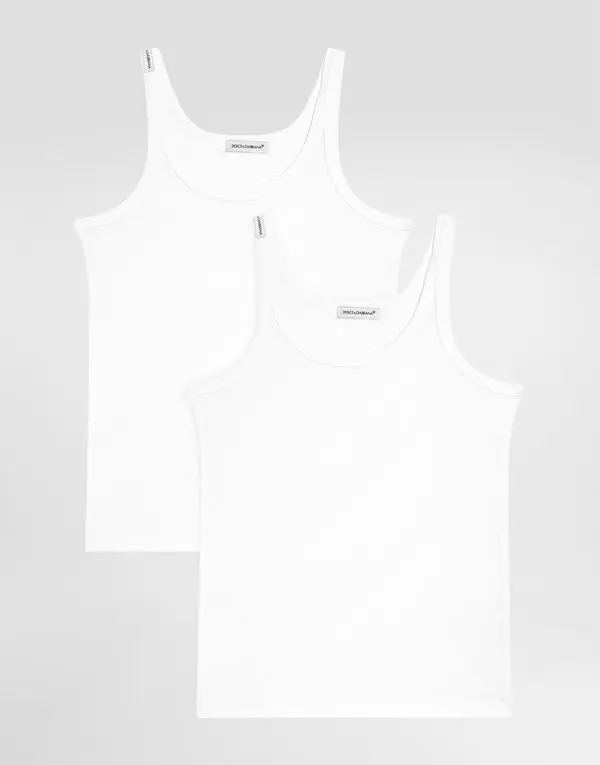 Dolce & Gabbana Short-sleeved Jersey Vest Two-pack - White