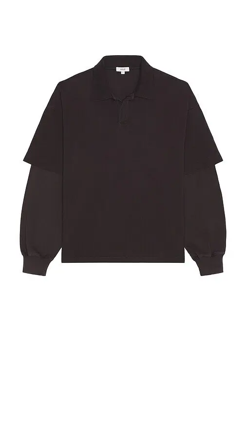AGOLDE Curren Doublesleeve Polo In Brown