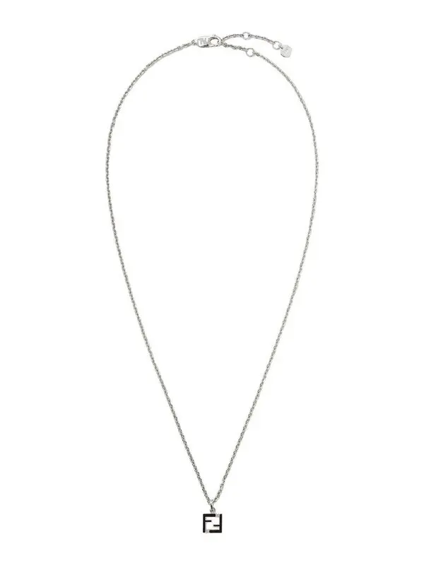Fendi Chain-link Ff Necklace - Grey