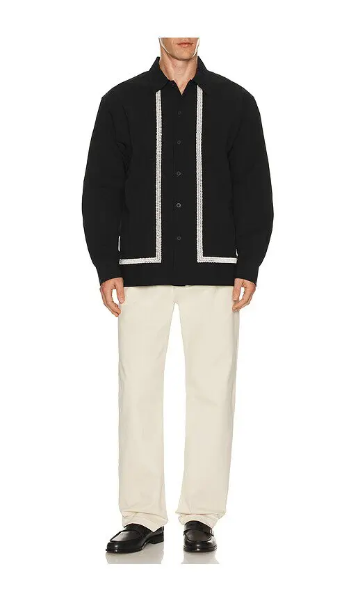 Nn07 Reed Embroidered Button Up Overshirt