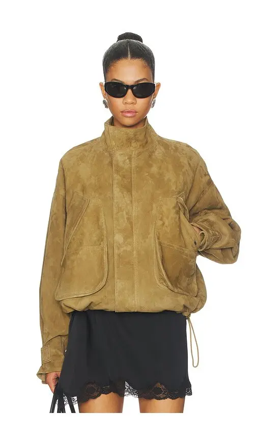 Attico Suede Bomber Jacket - Sand