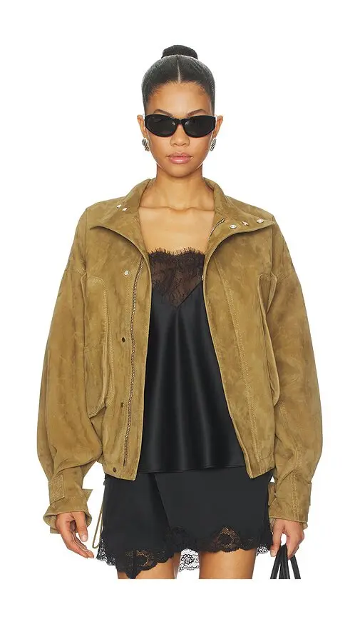 Attico Suede Bomber Jacket - Sand