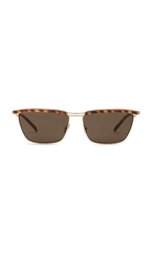 Saint Laurent Rectangular Sunglasses - Gold & Grey