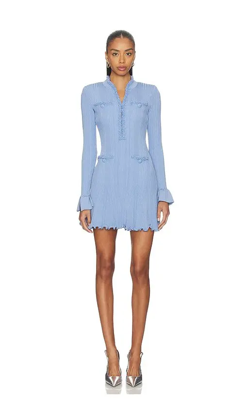 SELF-PORTRAIT Pearl Trim Knit Mini Dress