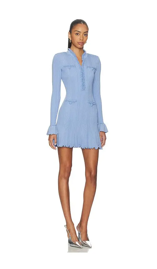 SELF-PORTRAIT Pearl Trim Knit Mini Dress
