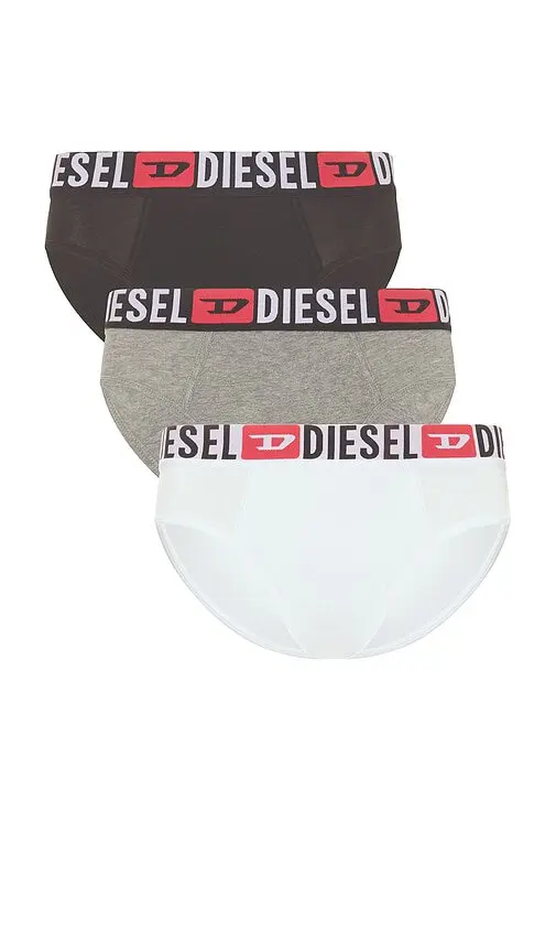 DIESEL Three-pack Of Solid Colour Briefs In White,black - Black & Grey